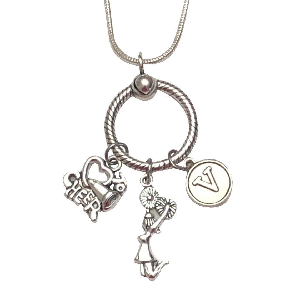 Cheerleading Charm Holder Necklace, Sterling Silver, Cheerleader ...