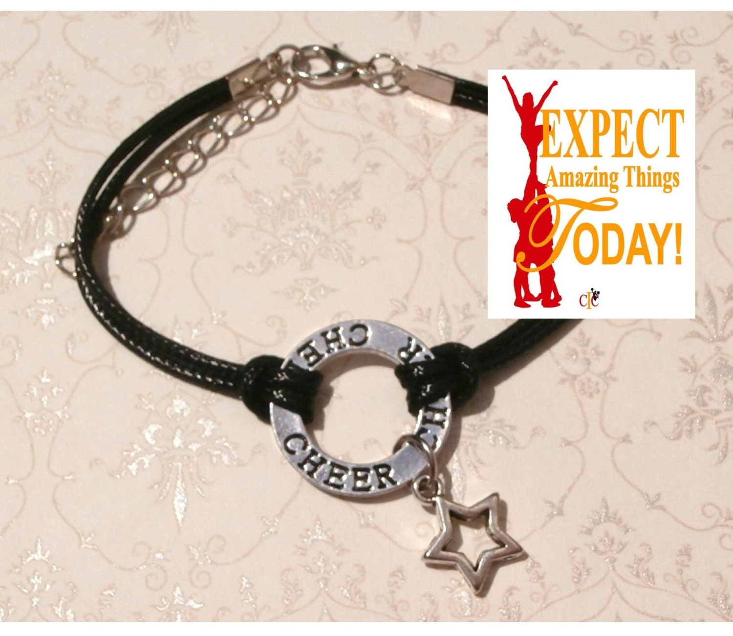 Black Cheerleading Bracelet, 6 COLORS Cheerleading Jewery, Cheerleading ...