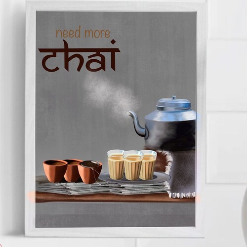 Chai Express Tea Stall Indian Illustration Poster Printable I - Etsy