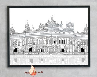Sikh Digital Art Golden Temple Morning Golden Sky (Instant Download) - Etsy