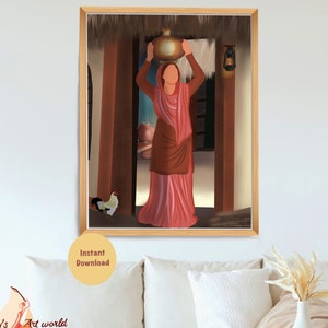 Punjabi Women Carrying Matka ( Water Pot ) Art Print I Indian Ethnic ...