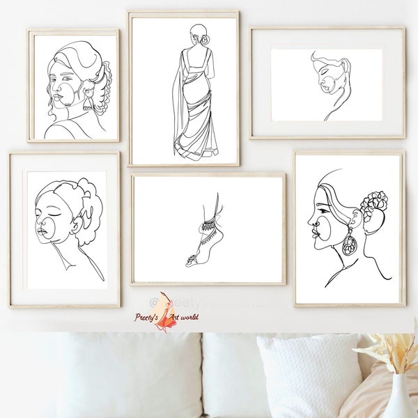 Black Line Woman Portrait Art - Etsy