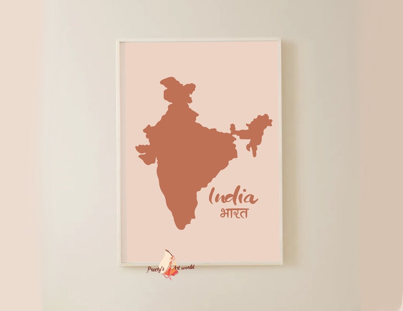 Boho India Map I Printable Boho Wall Art I Minimalist Map - Etsy
