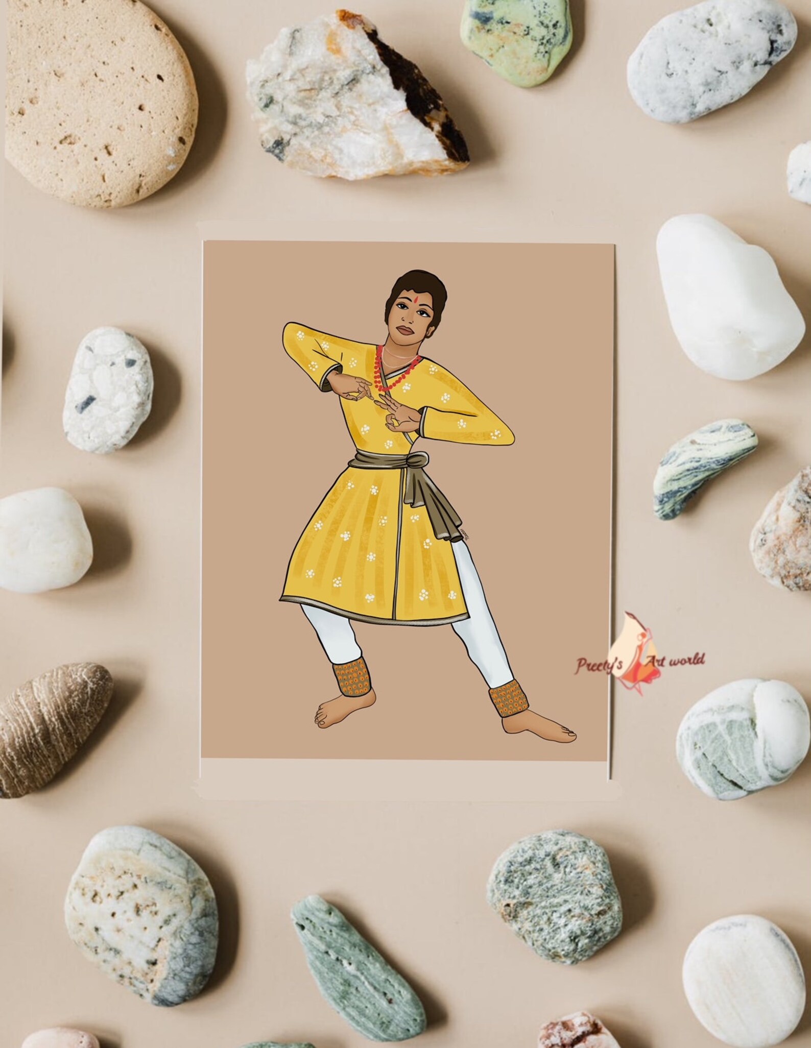 Set of 2 Kathak Male & Female Dancer Art Illustration Poster Print I ...