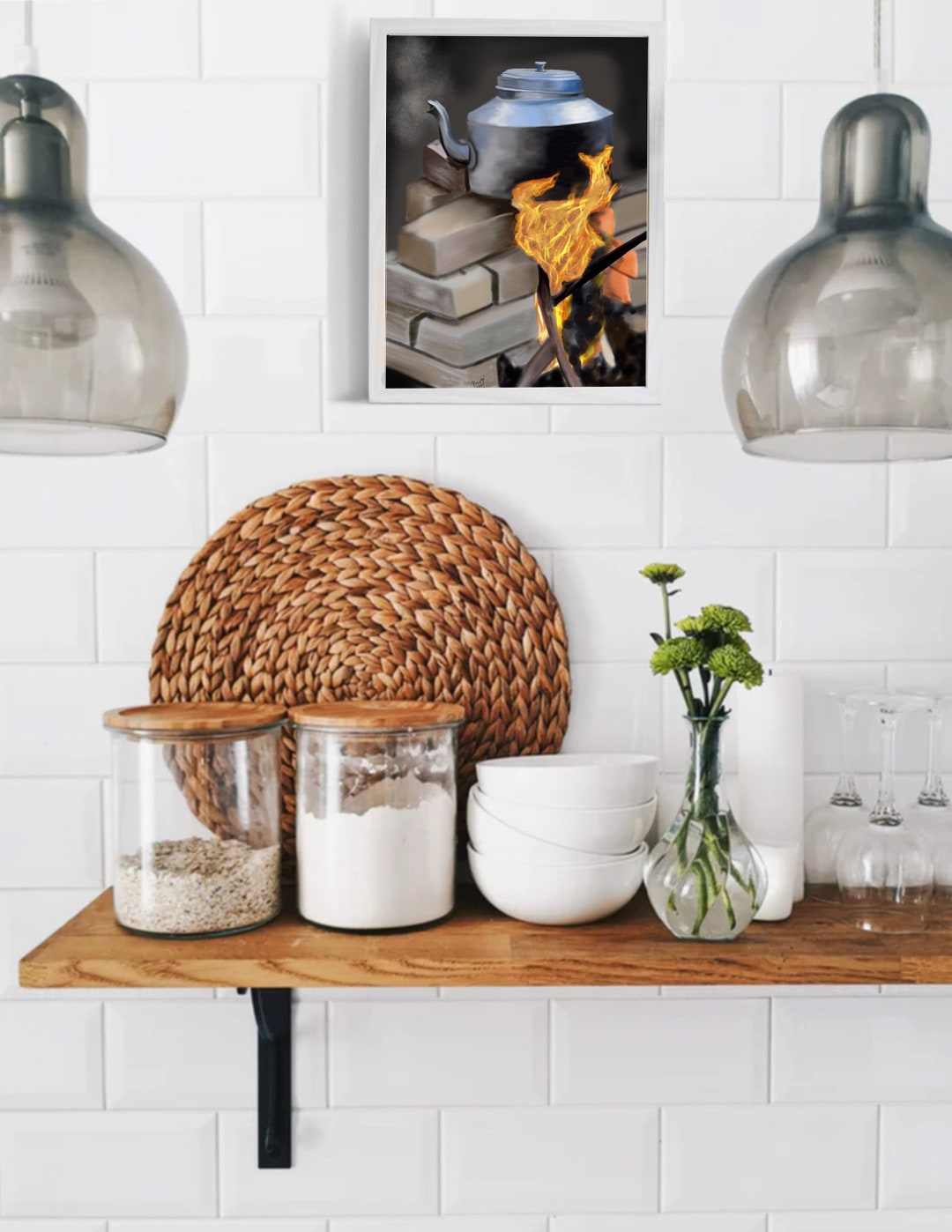 Subah Ki Chaii / Tea Kettle Art Print / Kitchen Wall Art / Kitchen ...