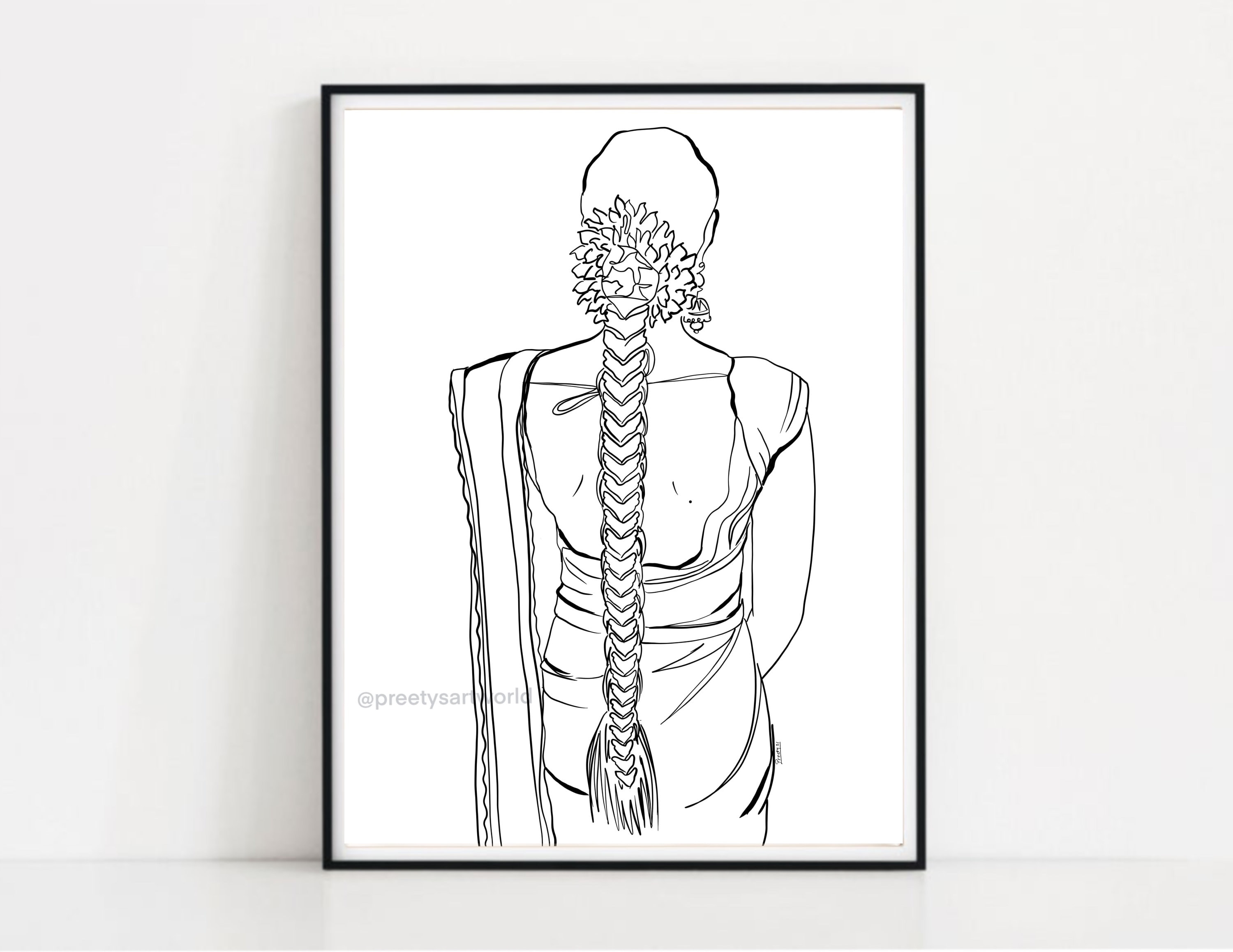 Minimalist South Asian Bride Line Art | Woman Line Drawing | Minimalist ...
