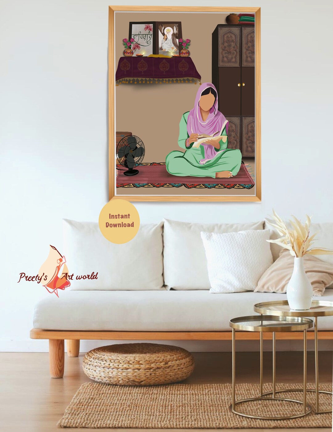 Punjabi Women Doing Path ( Pooja / Worshipping ) Art Print I Indian ...