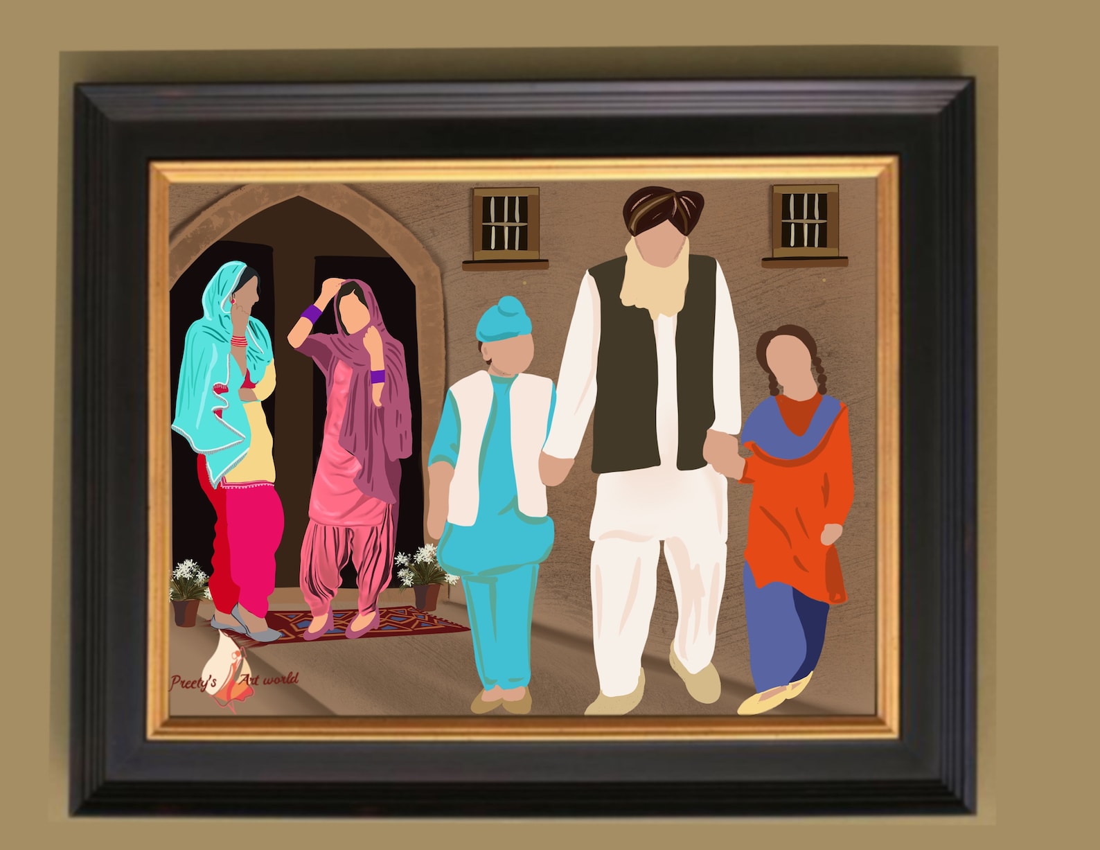 Punjabi Sikh Family Art Illustration I Sikh Ethnic Home Décor - Etsy