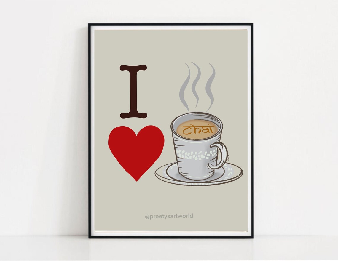 I Love Chai Printable Art Poster Print I Heart Chai Art I Chai | Etsy