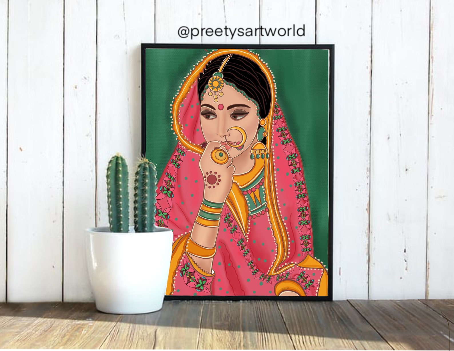 Punjabi Bride Art Print, Printable Indian Wall Art, Indian Woman ...