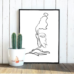 Calm Buddha Half Face Single Line Wall Art I One Line Art Print I ...