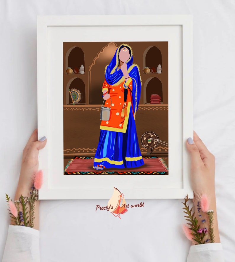 Punjabi Women in Traditional Attire Art Poster Print I Indian Ethnic ...