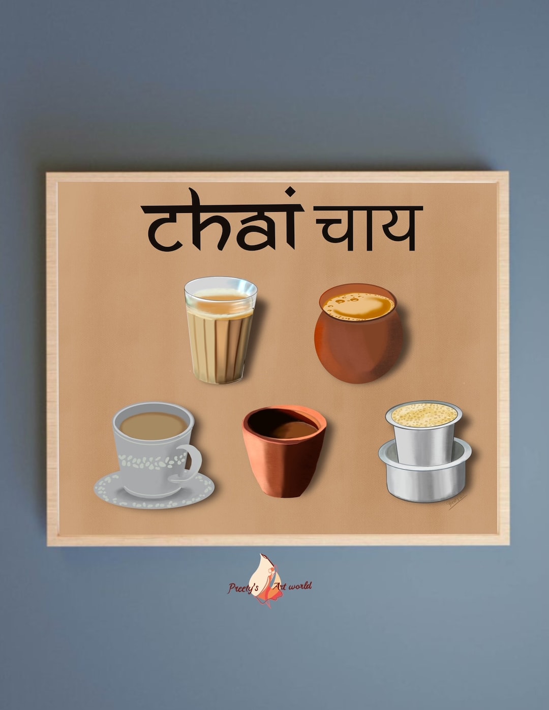 Indian Chai Tea Cups Art Illustration I Glass Kulhar Cup Kappi - Etsy