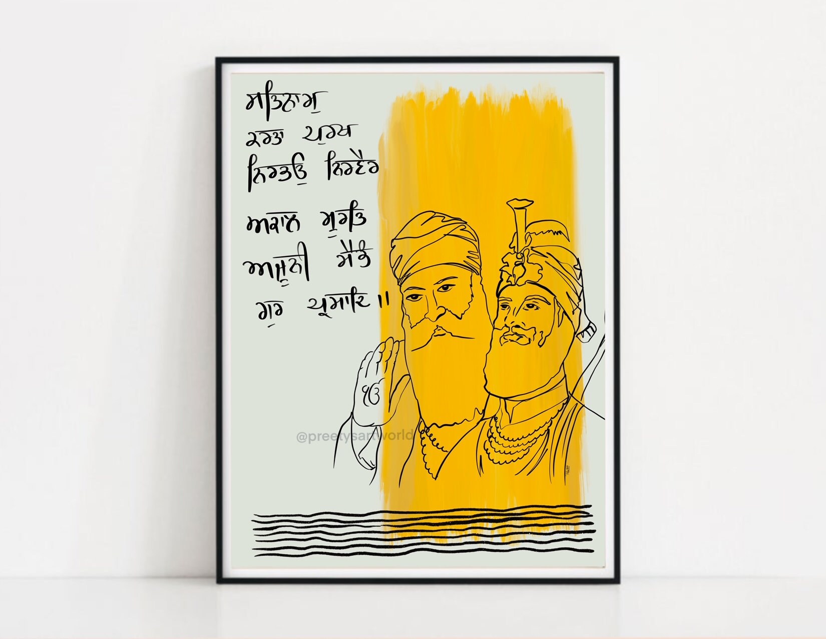 Guru Nanak Ji & Guru Gobind Singh Ji Line Art Minimalistic Sikh Home ...