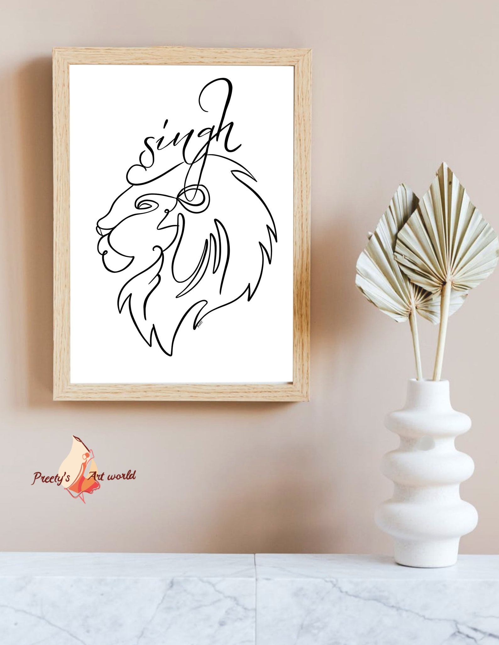 Singh Lion Khalsa Line Art Minimalist Sikh Home Decor I - Etsy