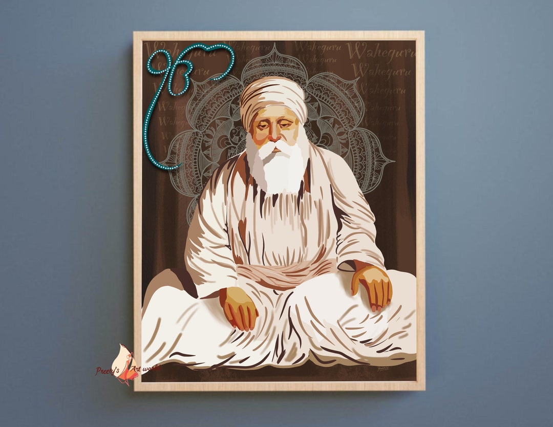 Guru Amar Daas Ji I Sikhart Print I Sikh Guru Wall Art Poster I Punjabi ...