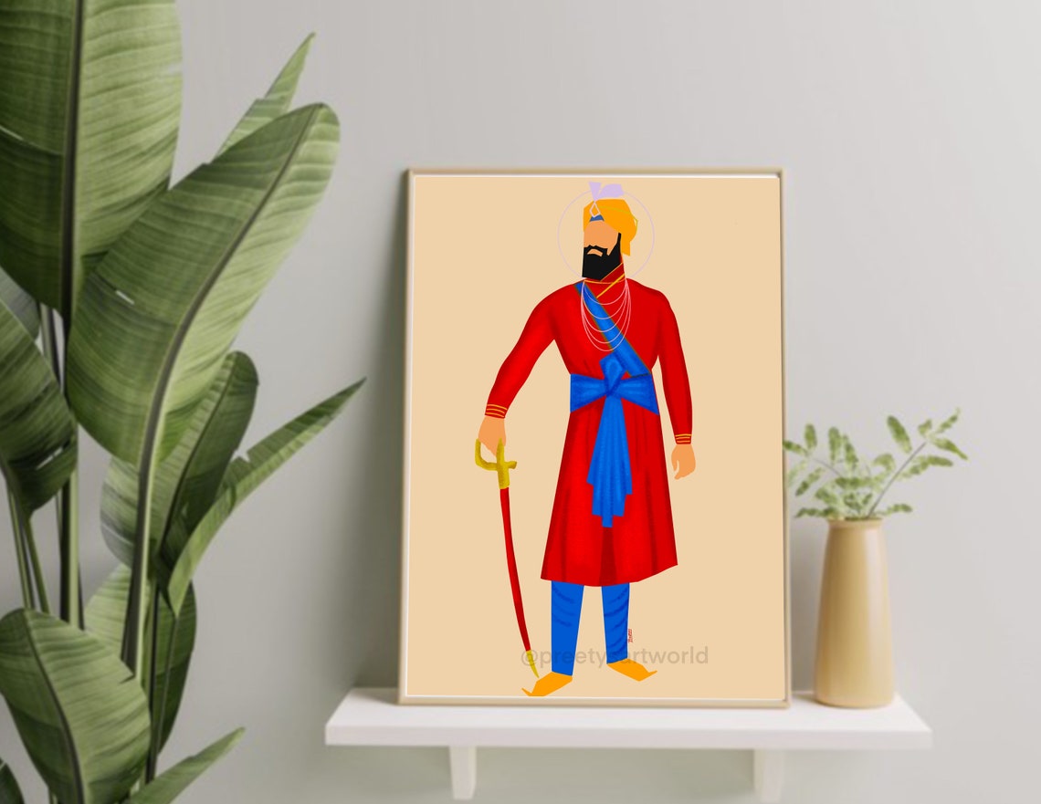 Guru Gobind Singh Ji Contemporary Sikh Art Illustration Print I Sikh ...