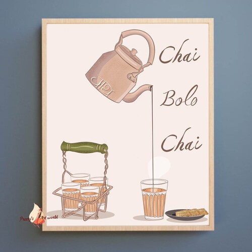 Chai Express Tea Stall Indian Illustration Poster Printable I - Etsy