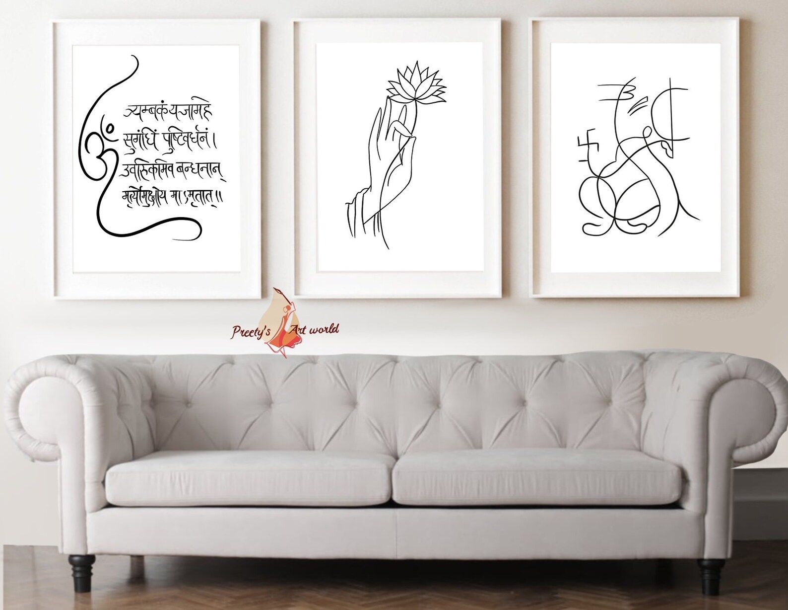 Handwritten Mrityunjaya Mantra in Hindi Calligraphy Religious Wall ...