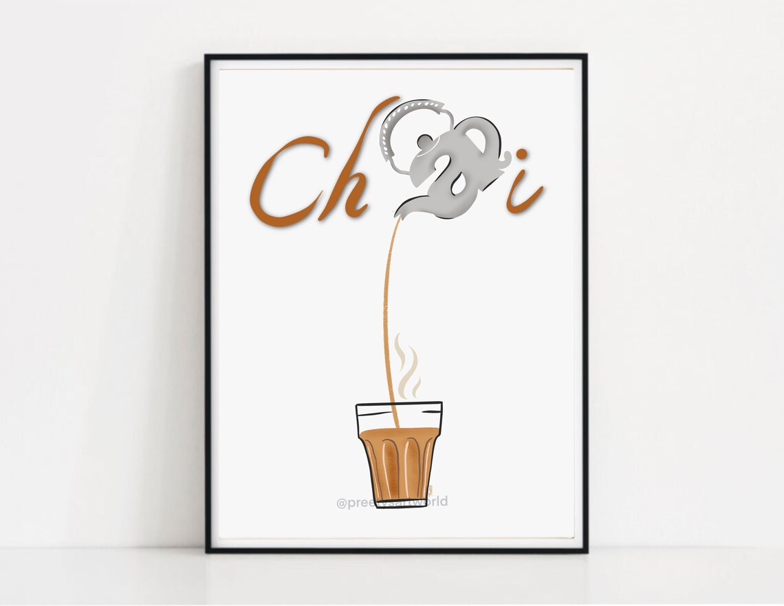 Chai Tea Sign Indian Kitchen Art Illustration Kitchen Home - Etsy