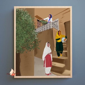 Chobara I Rural Punjab Village Art Print Indian Ethnic Home Décor I ...