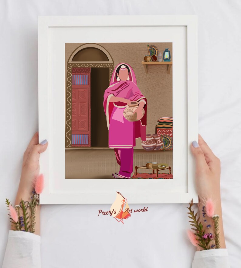 Punjabi Sikh Women Carrying Matka Water Pot Art Print I - Etsy
