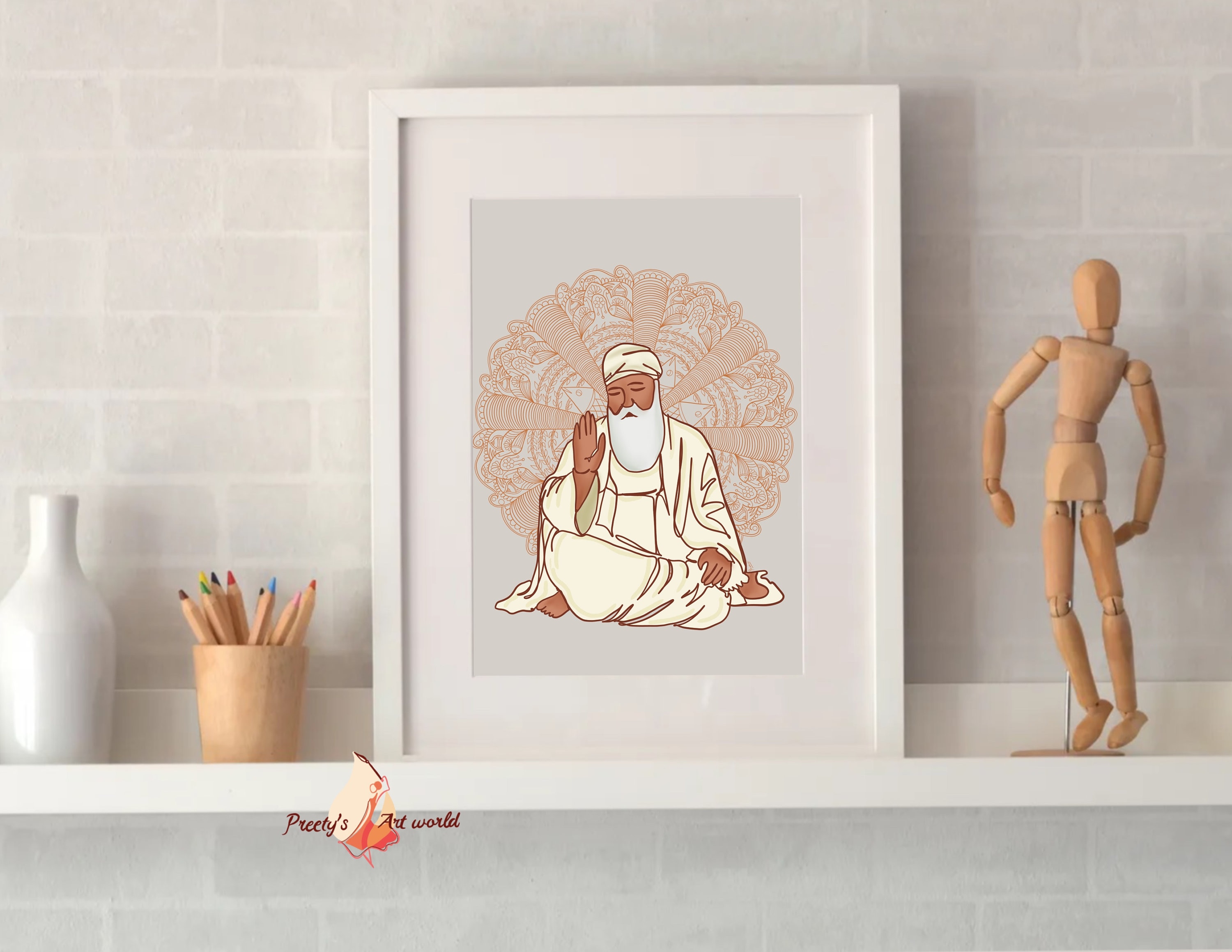 Baba Nanak Mandala Sikh Art Guru Nanak Dev Ji Sikh Home | Etsy