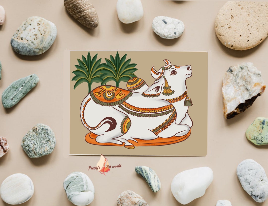 Holy Indian Cow Folk Art Vintage Animal Wall Ethnic Art - Etsy