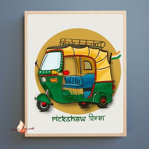 Taxi Tuk Tuk Autorickshaw Indian Pop Art Illustration I Bollywood Humor ...
