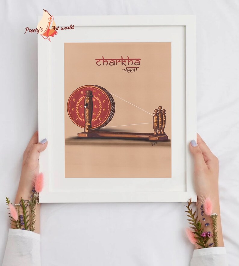 Indian Punjabi Charkha Spinning Wheel Poster Print I Ethnic Home Decor ...