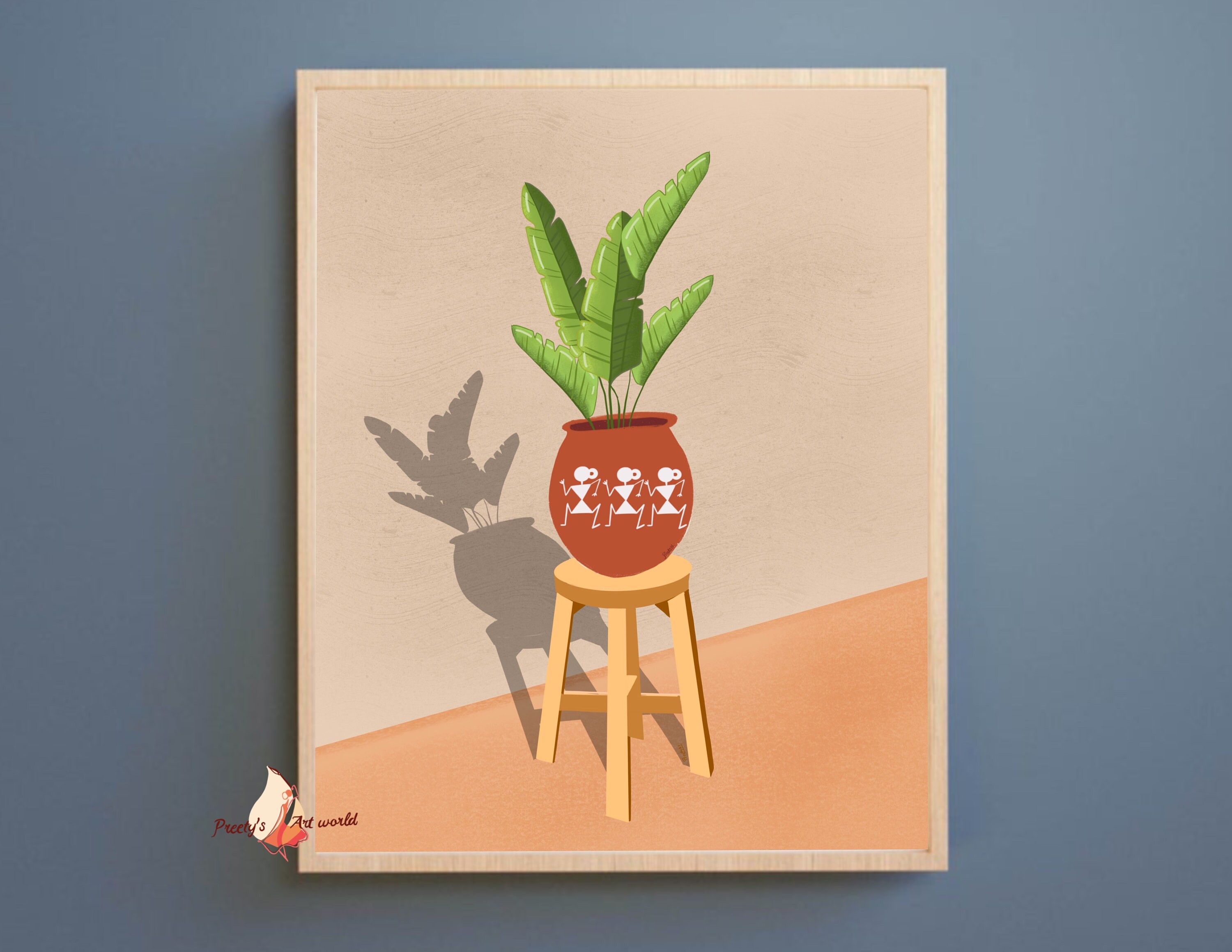 Tropical Banana Tree Plant Warli Pot Botanical Wall Art Indian - Etsy