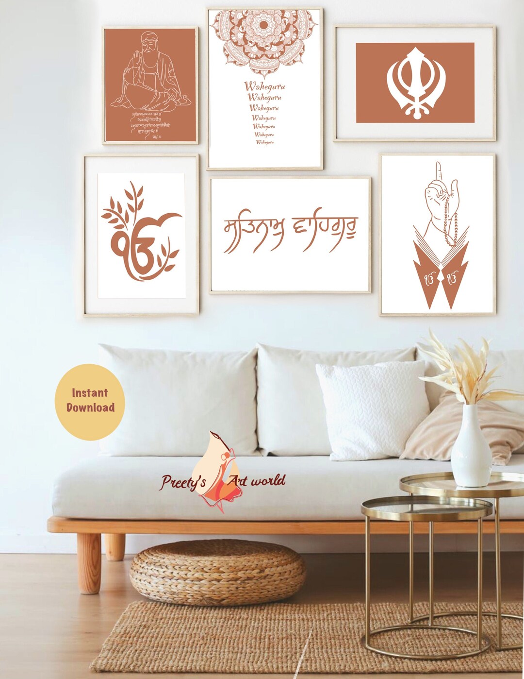 Set of 6 Punjabi Religious Home Décor I Minimalistic Sikhi Wall Art I ...