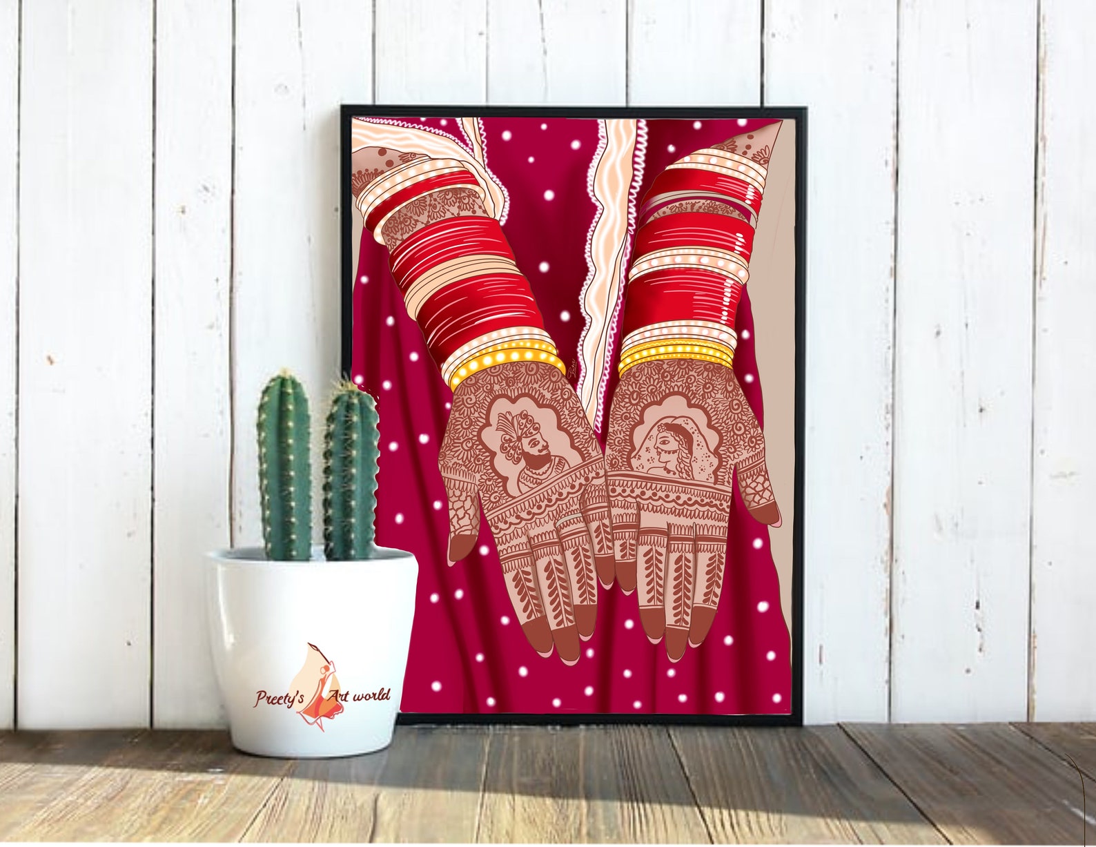 Punjabi Bride With Henna/mehndi in Hands & Choorah Art Wall Poster ...