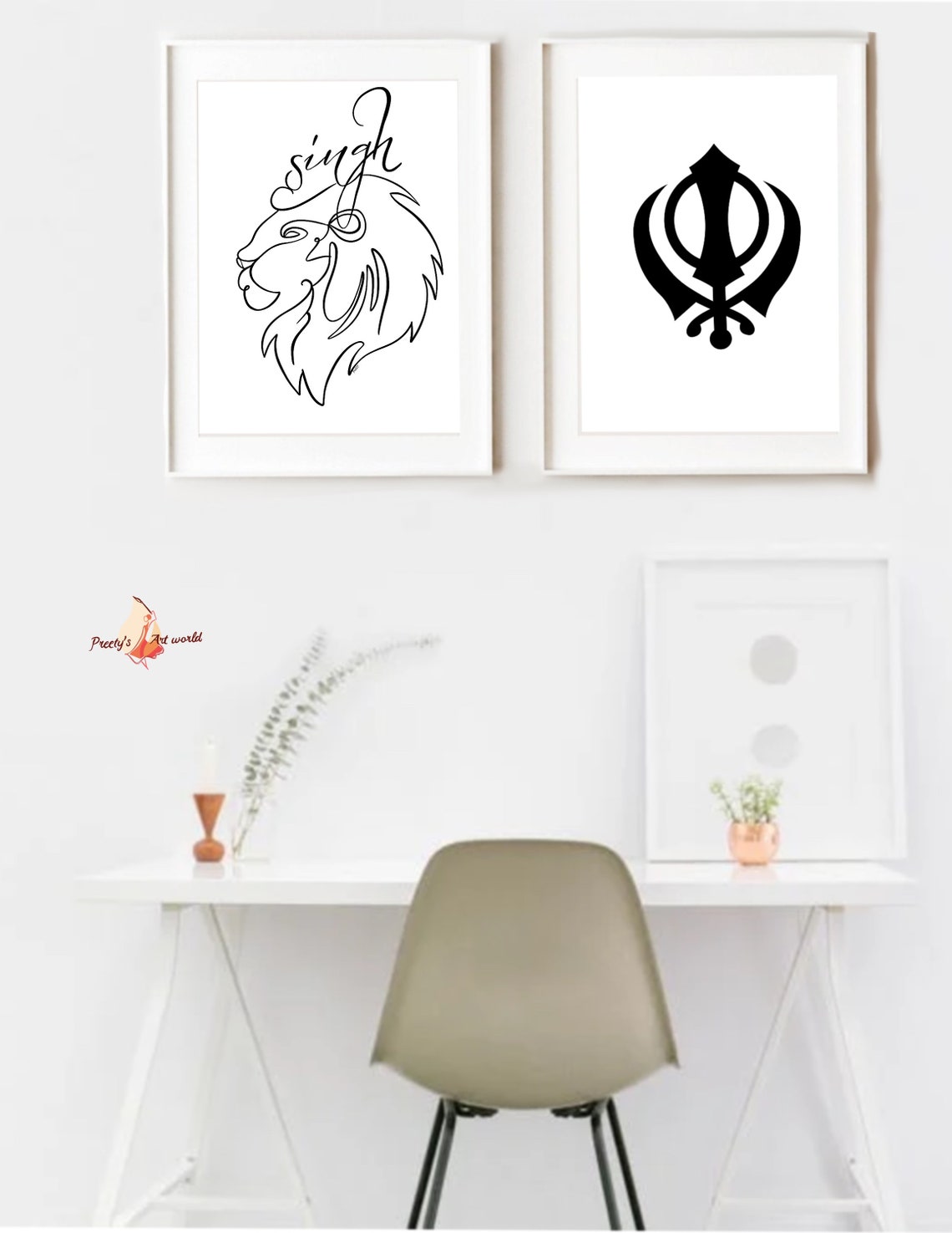 Singh Lion Khalsa Line Art Minimalist Sikh Home Decor I - Etsy