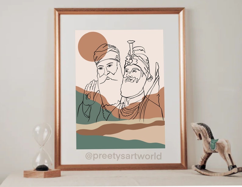 Guru Nanak Ji & Guru Gobind Singh Ji Line Art Minimalistic - Etsy