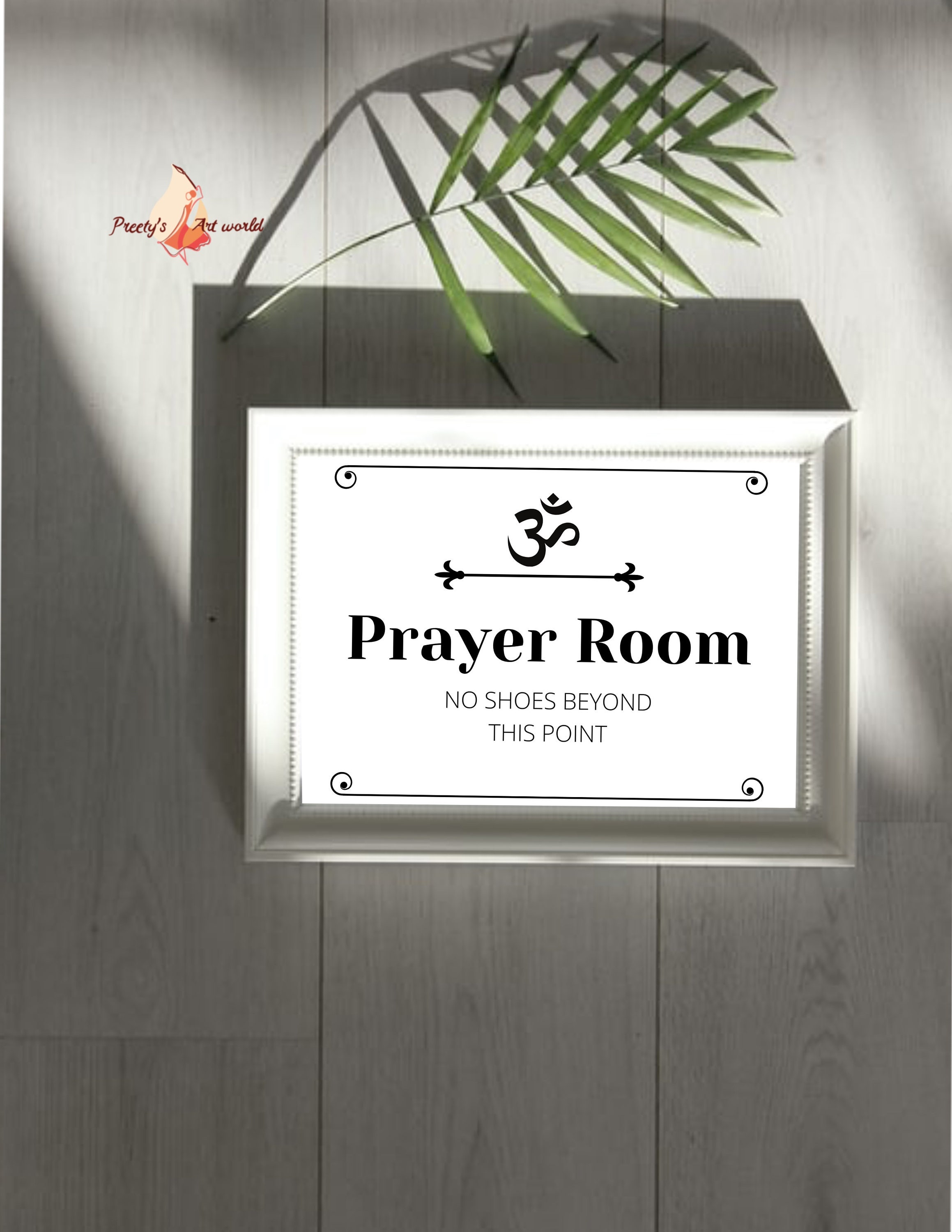 Prayer Room Sign No Shoes Beyond This Point I Hindu Prayer Religious ...