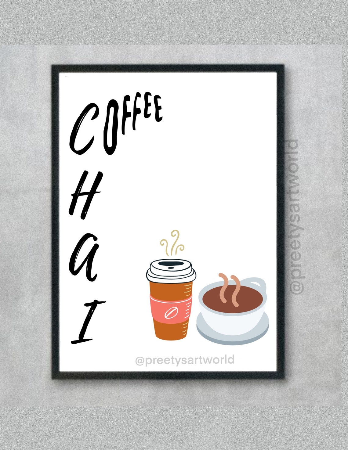 Chai Coffee Monochrome Quote Typography Calligraphy Wall Art - Etsy