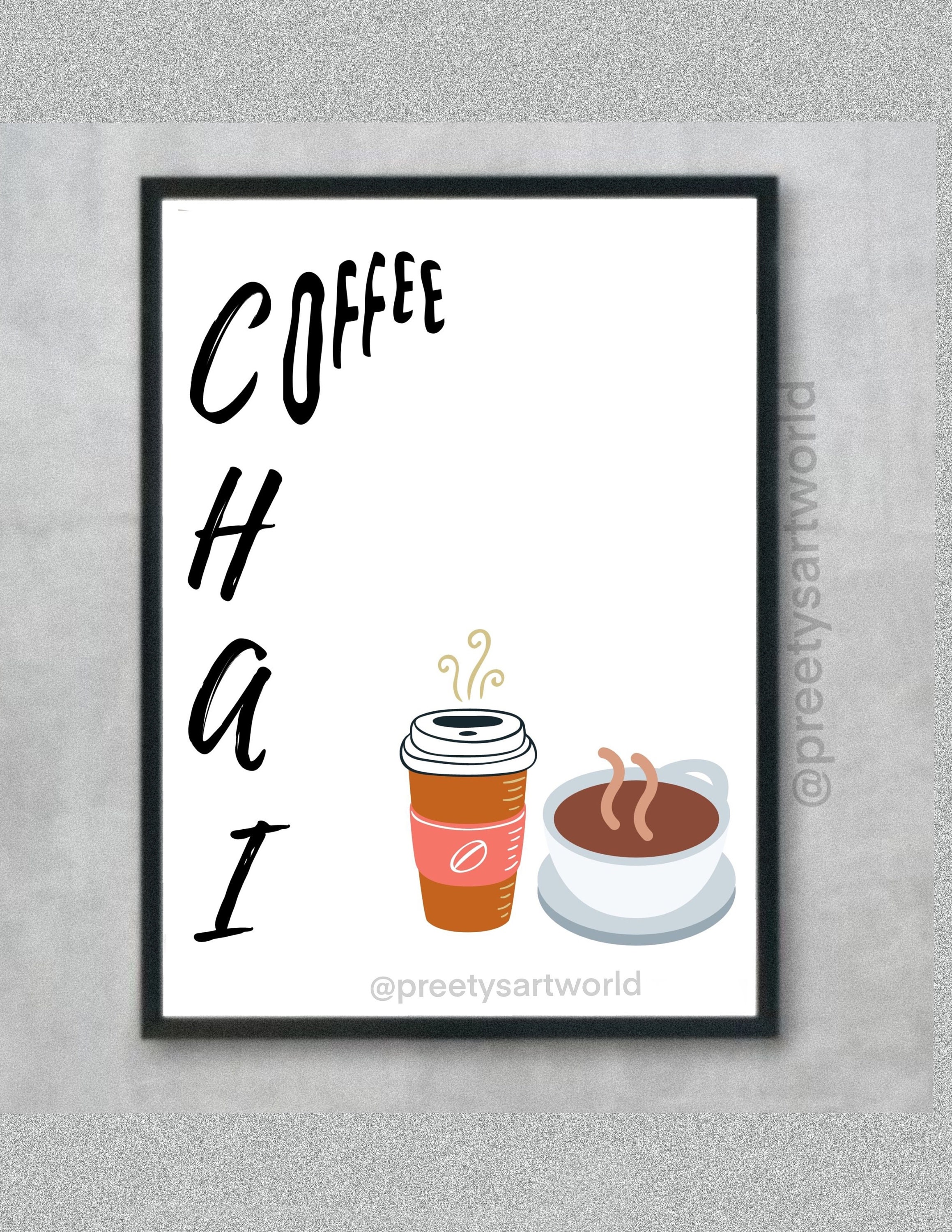 Chai Coffee Monochrome Quote Typography Calligraphy Wall Art - Etsy