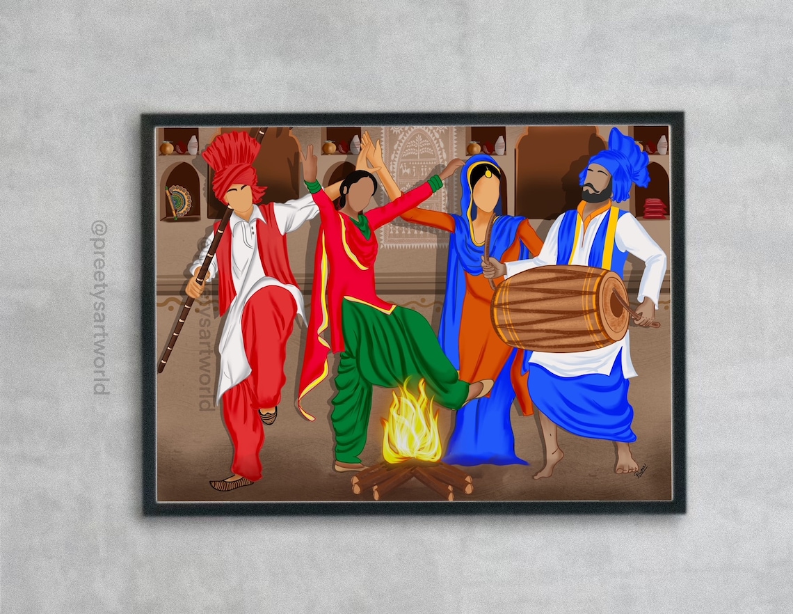 Punjabi Bhangra Gidda Dancer Art Illustration I Balle Balle I | Etsy