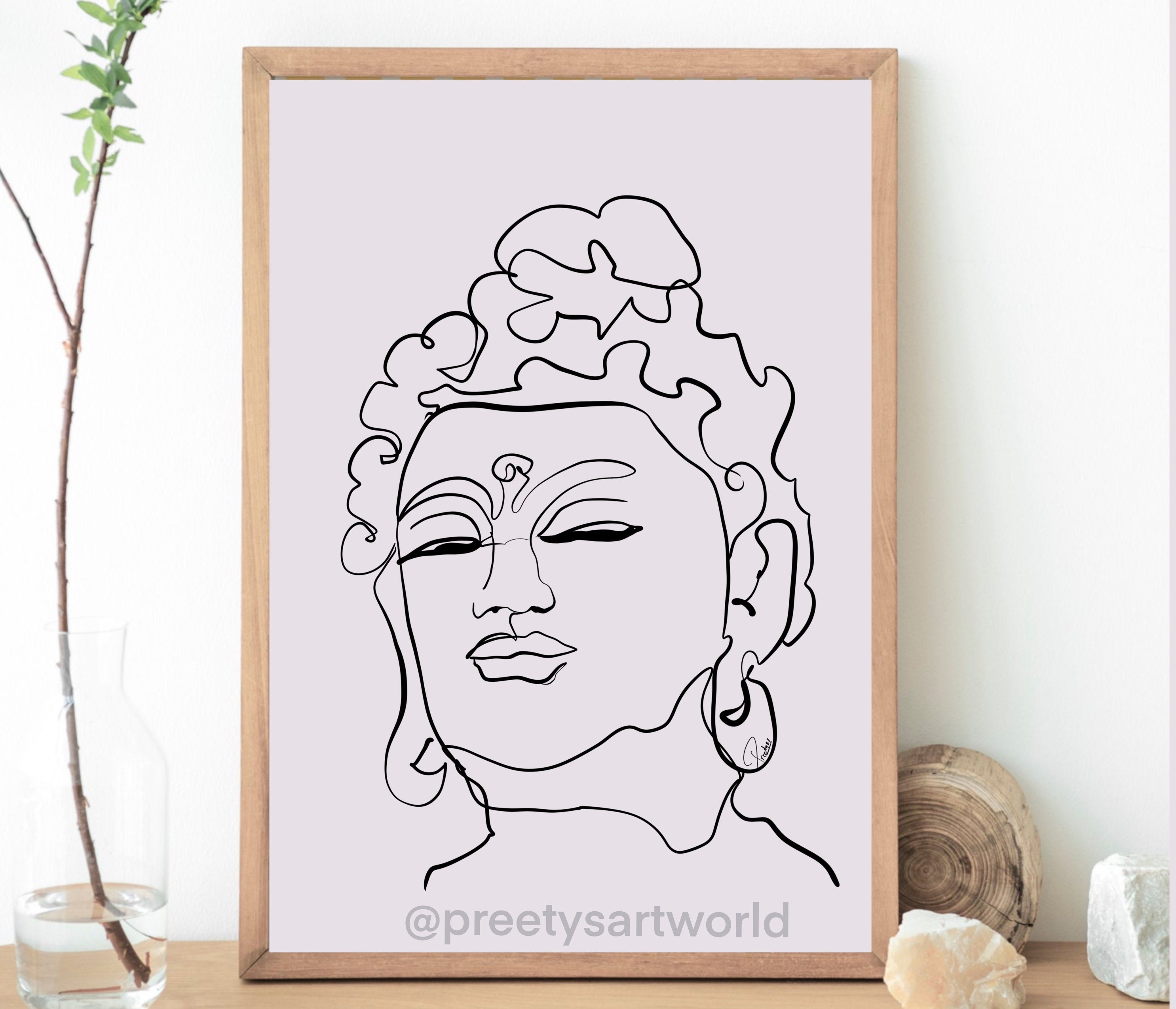 Lord Buddha Face Line Art