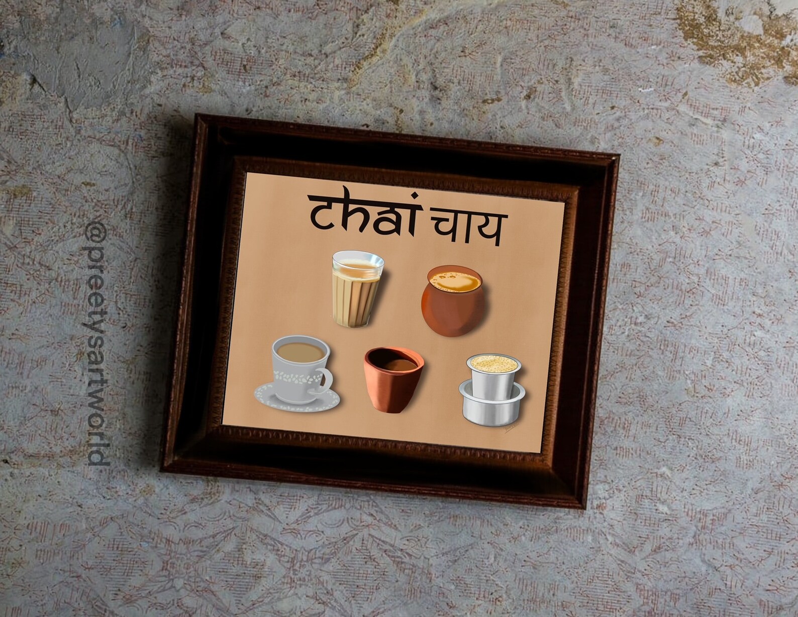 Indian Chai Tea Cups Art Illustration I Glass Kulhar Cup Kappi | Etsy