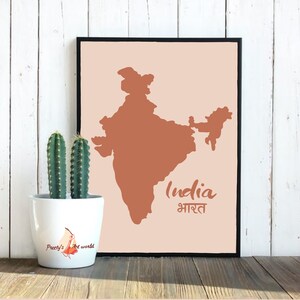 Boho India Map I Printable Boho Wall Art I Minimalist Map Printable I ...