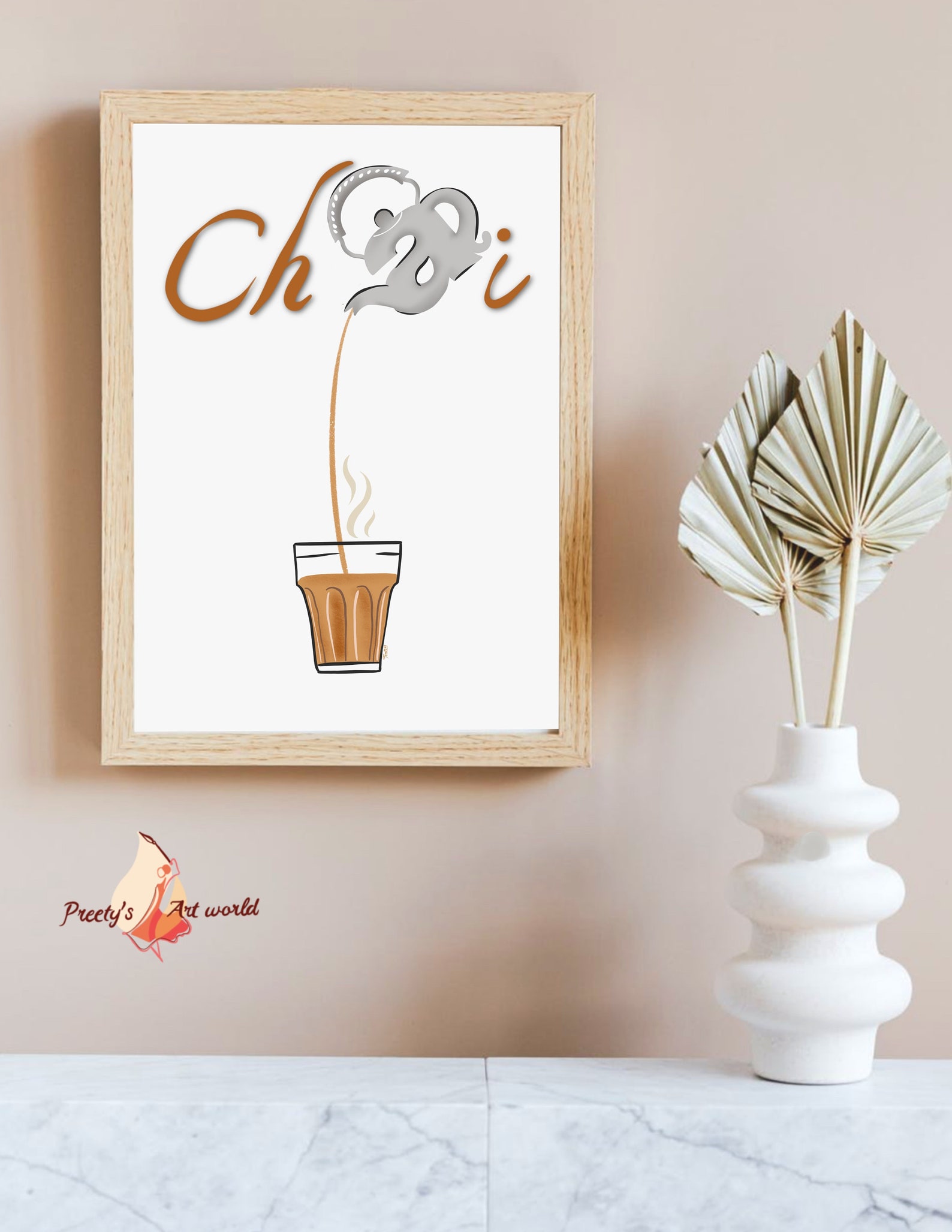 Chai Tea Sign Indian Kitchen Art Illustration Kitchen Home Décor I Desi ...