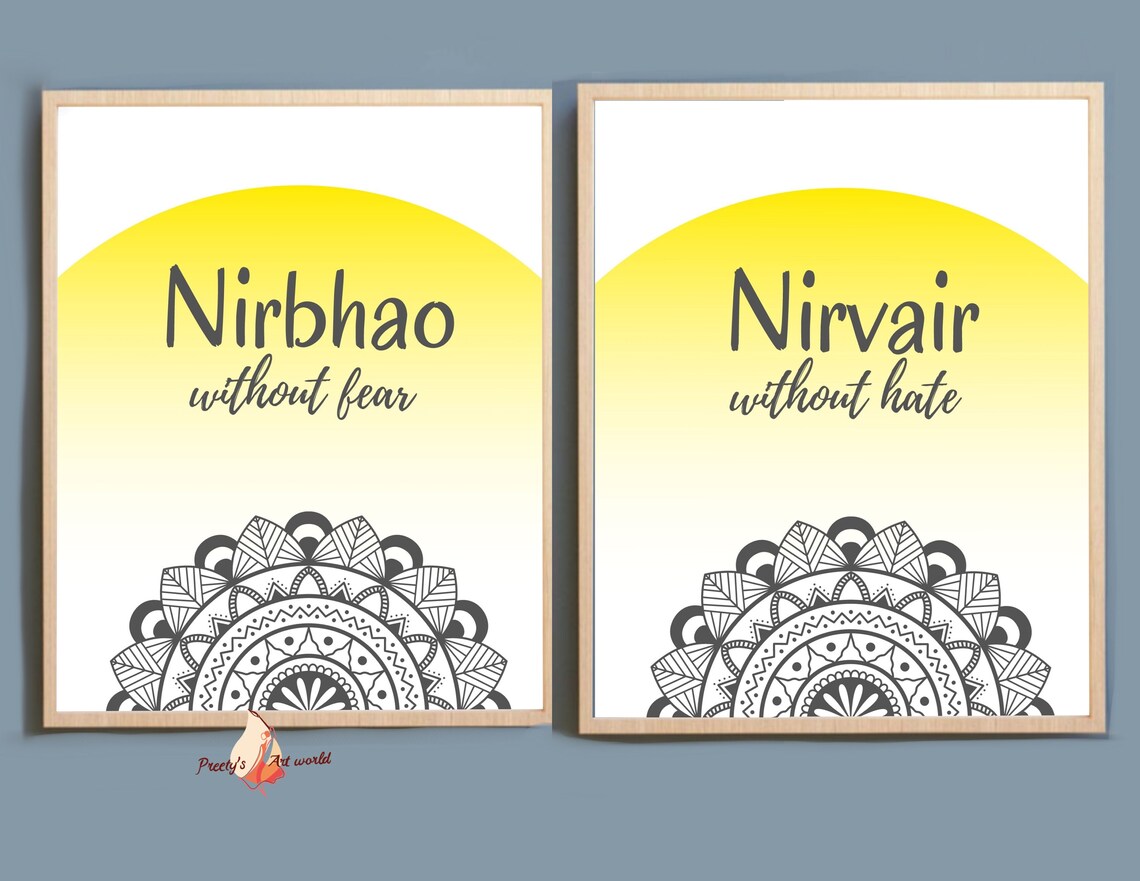 Set of 2 NIRBHAO NIRVAIR Punjabi Poster I Sikhi Bedroom Wall - Etsy