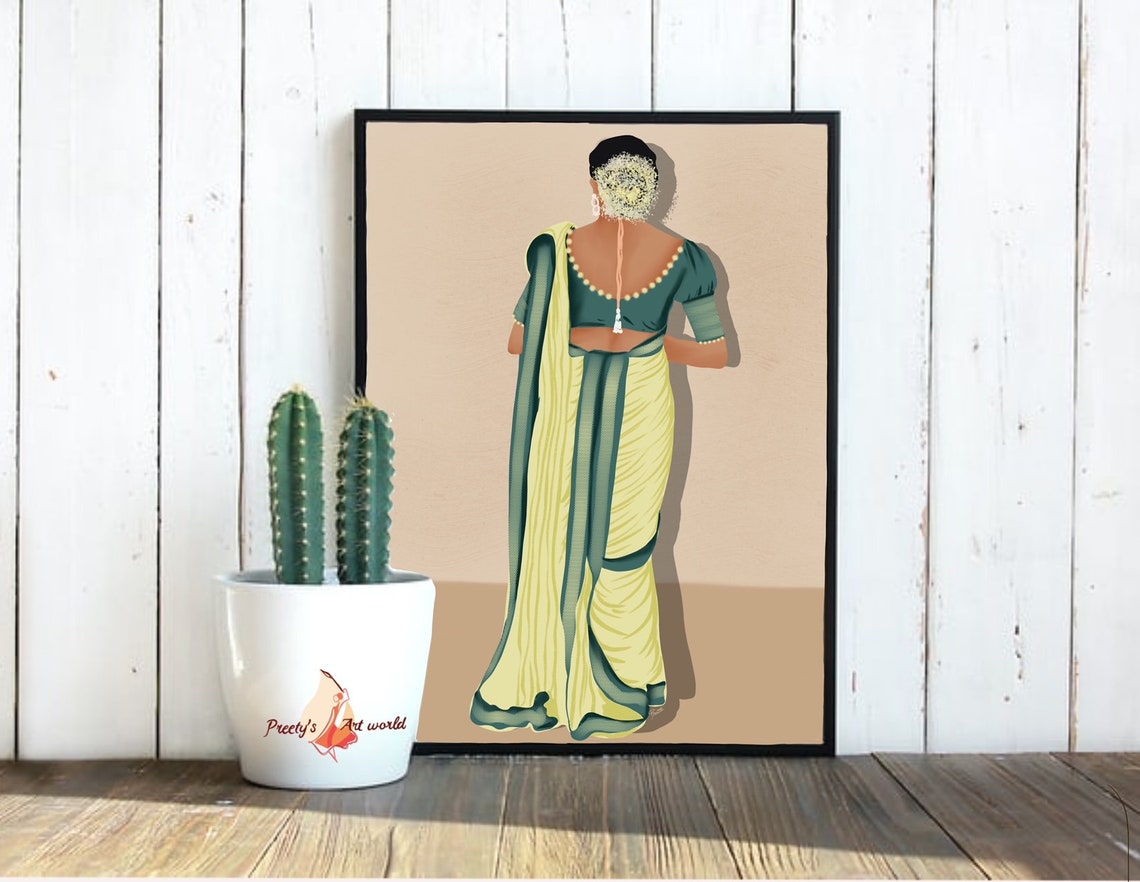 Marathi Women Wearing Saree Art I Indian Art Print I Desi - Etsy