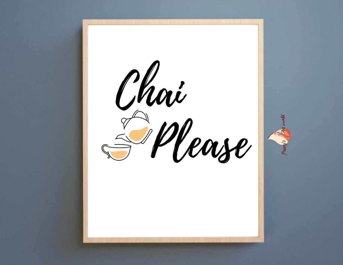 Chai Please Tea Sign Indian Kitchen Art Illustration Kitchen | Etsy