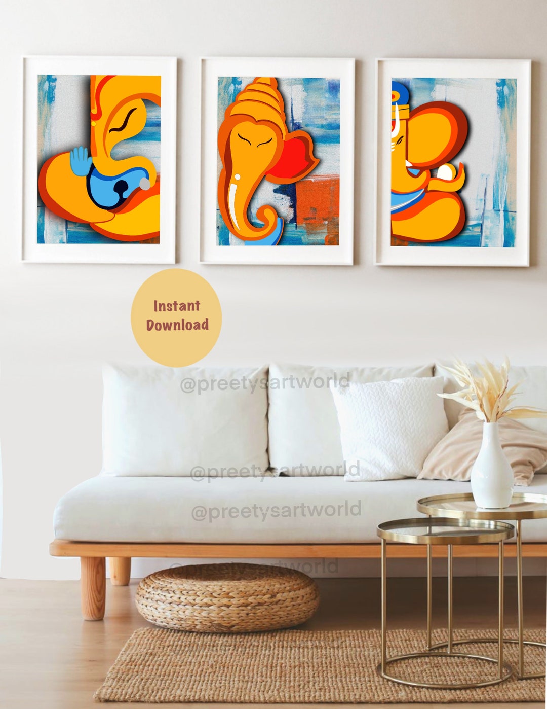 Set of 3 Ganesha Art Print I Digital Download I Wall Art Décor I ...