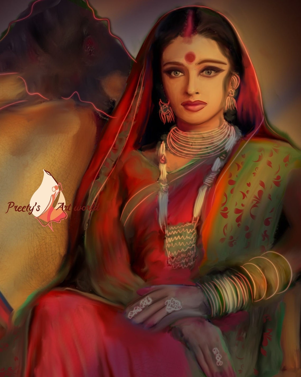 Indian Maharani Royal Women Art Illustration I Home Wall Décor - Etsy