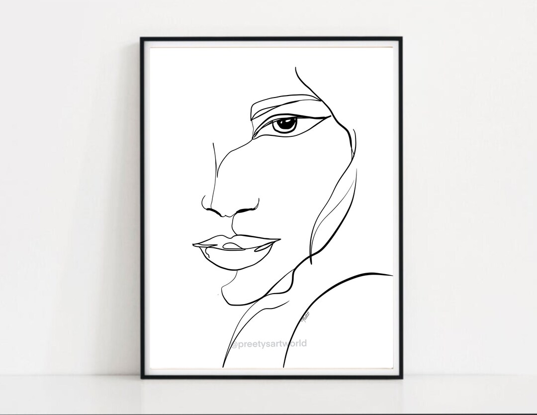 Female One-line Portrait I One Line Print I Woman Line Art I Line Wall ...