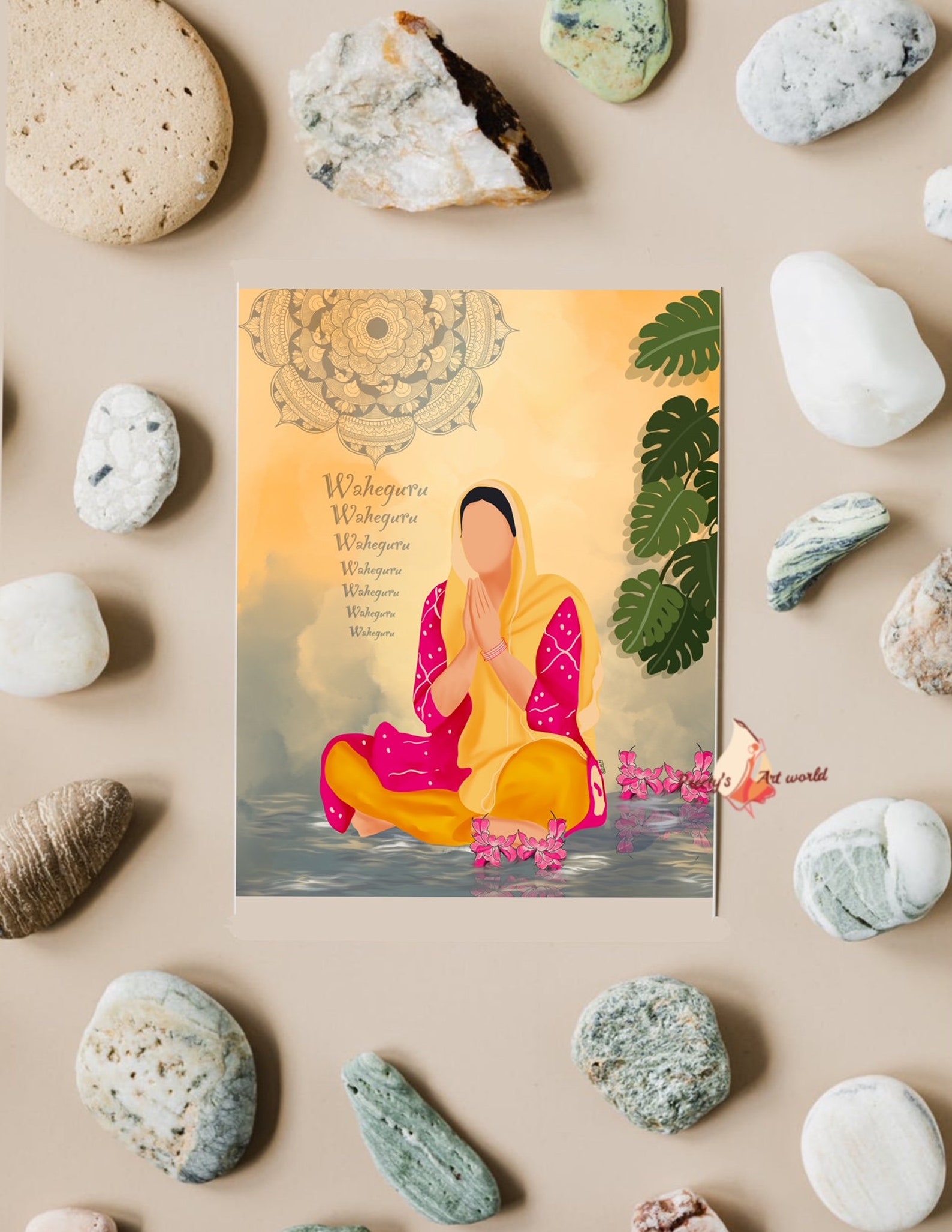 Punjabi Sikh Women Doing Simran Art Print I Punjabi Culture - Etsy